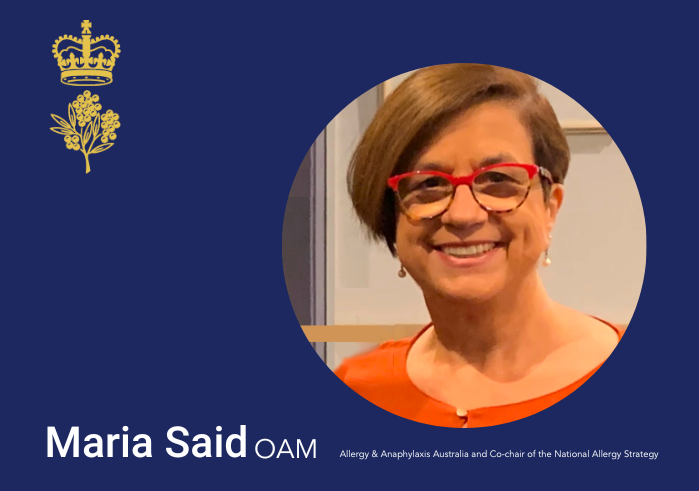 CEO of Allergy & Anaphylaxis Australia Maria Said receives Order of ...